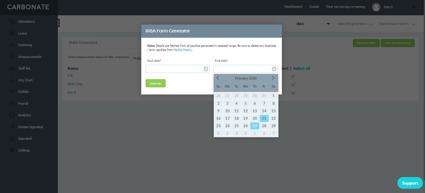 How to generate IR8A Form | Carbonate HR